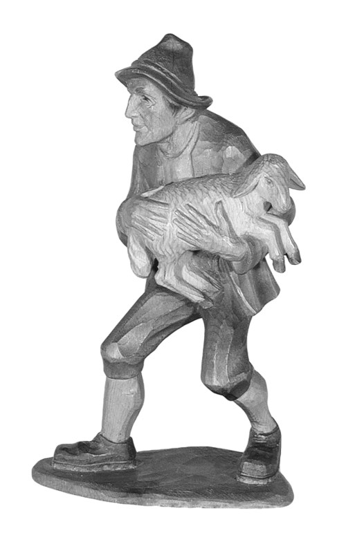 Shepherd carrying a lamb | Crib figures rural | Roughouts ...